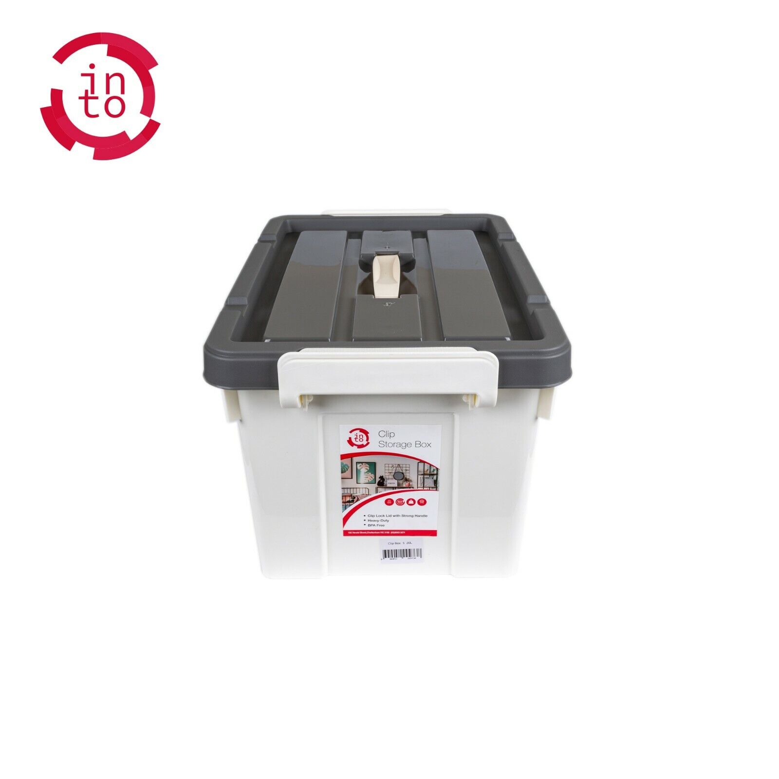 Buy 2x Heavy Duty Plastic Clip Lock Storage Box 20L Small Organiser ...