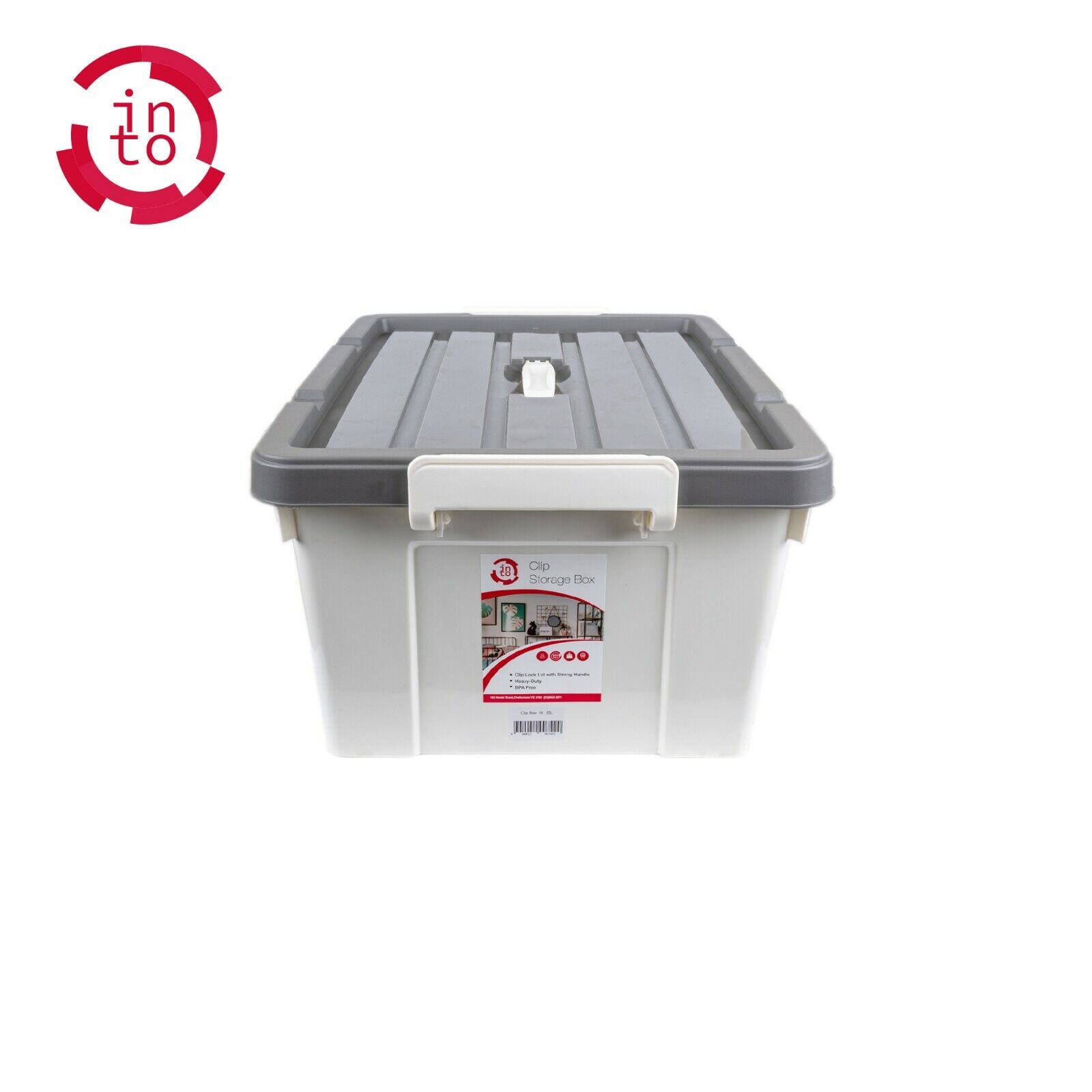 Buy 2x Heavy Duty Plastic Clip Lock Storage Box 35L Medium Organiser ...