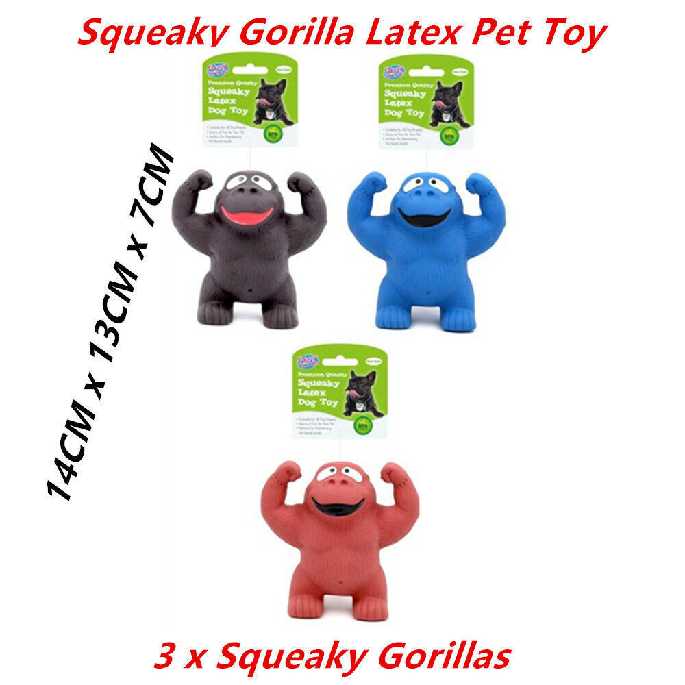 Buy 3 x Squeaky Latex Gorilla Animal Pet Toys Dog Chew Squeaker Sound ...