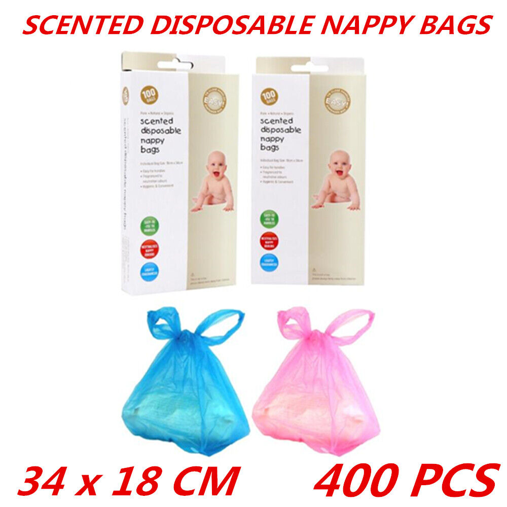 Buy 400 Disposable Scented Baby Nappy Sack Bin Waste Bags With Handles ...