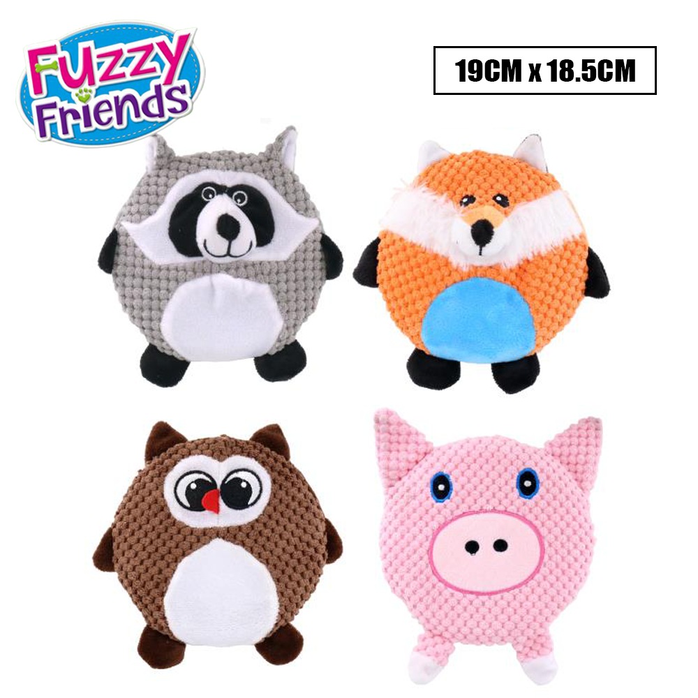 Buy 4PK Squeaky Round Plush Dog Puppy Play Toys Chew Bite Training ...