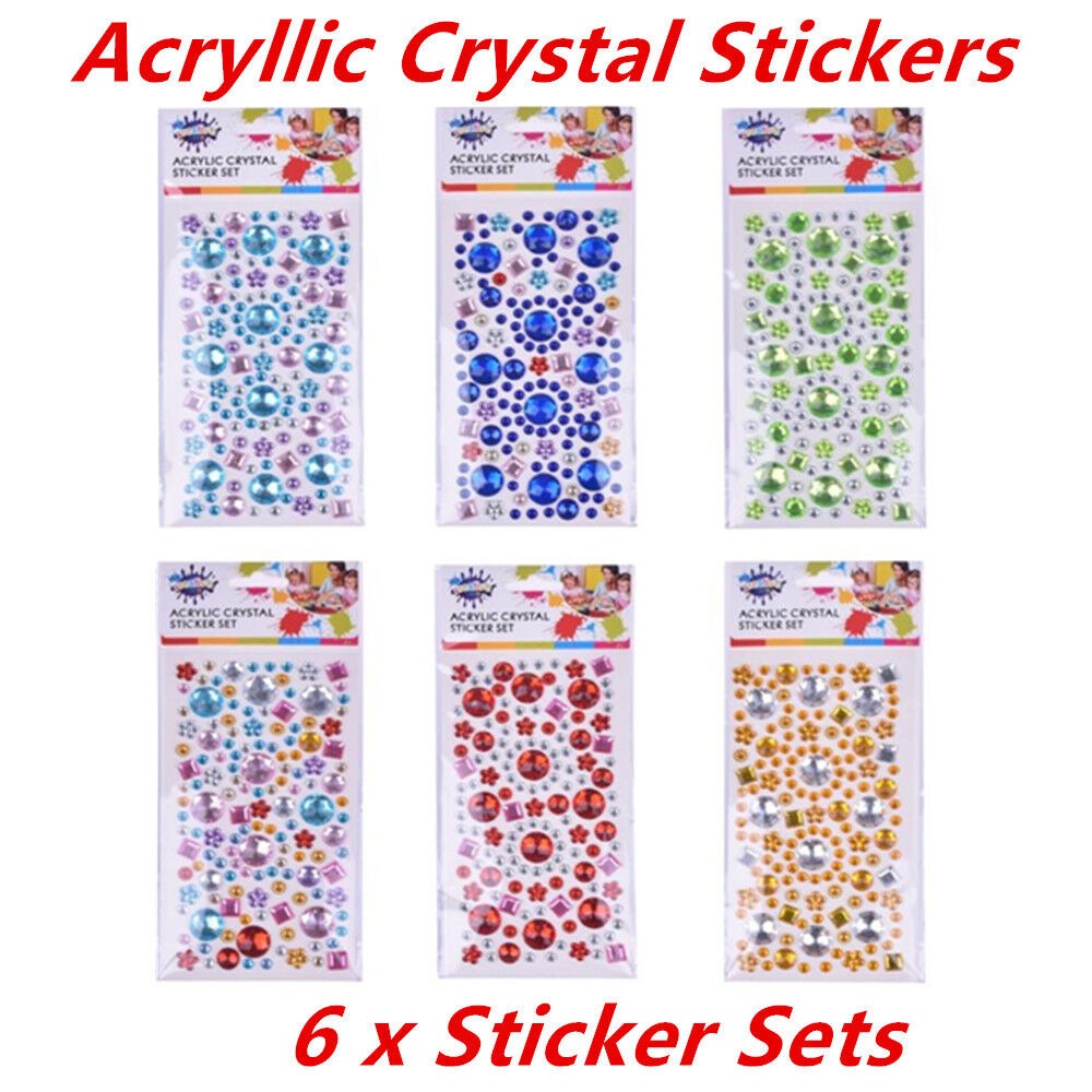 Buy 6 x Crystal Stickers Rhinestone Gems Self Adhesive Stick on ...