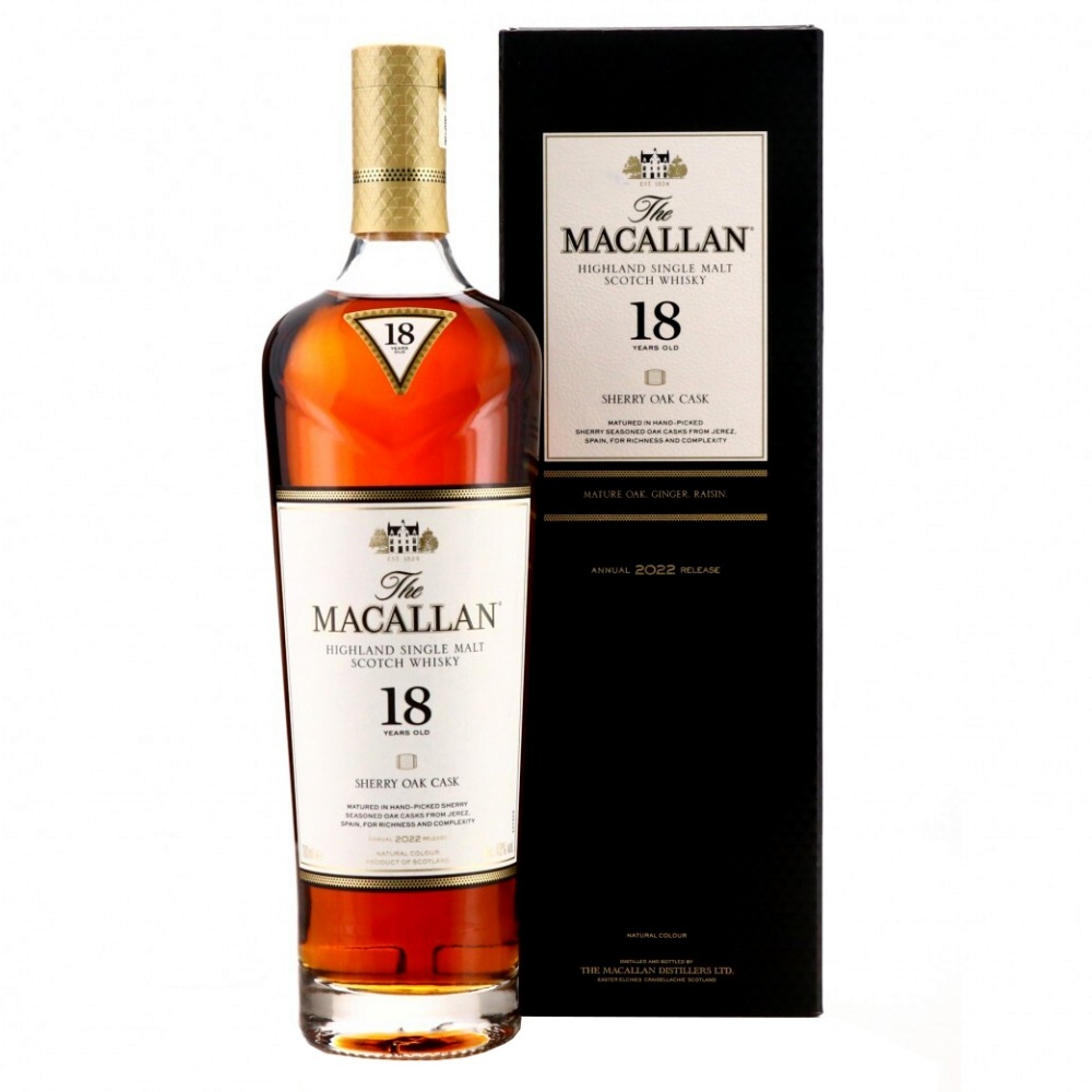 Buy The Macallan 18 Year Old Sherry Oak 2022 Release Single Malt Scotch Whisky 700mL - MyDeal ...