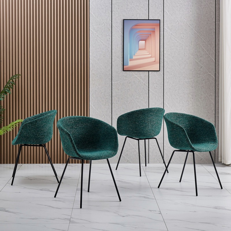 Buy AINPECCA 4x Linen Chenille fabric Dining Chiar with Armrest Ocean ...