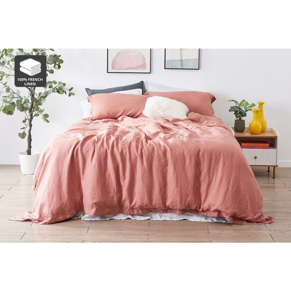Buy 100% French Linen Quilt Cover Set - Terracotta, Queen - MyDeal ...
