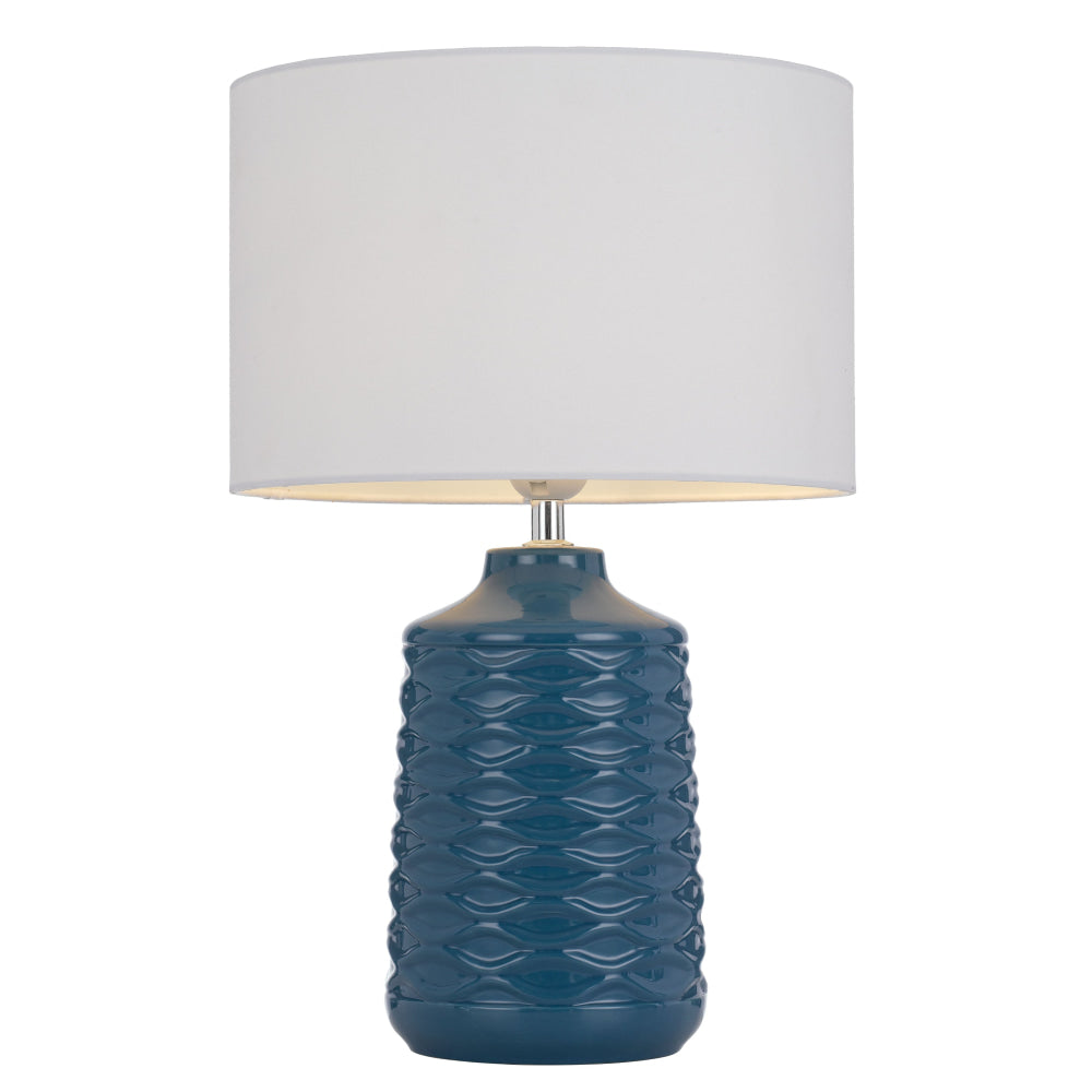 Buy Agra Modern Table Desk Lamp Light Fabric Ceramic Blue White Gloss ...