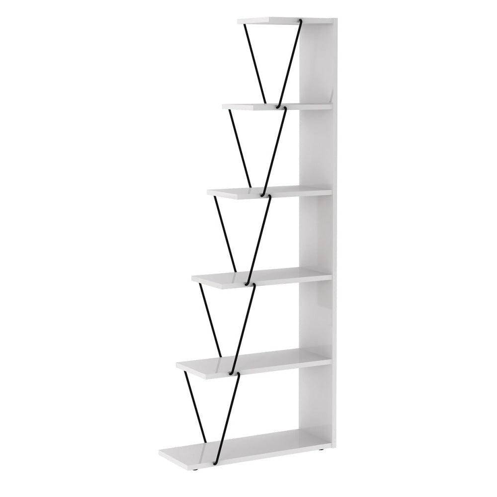 Buy Asher 5-Tier Stepped Bookcase Display Shelf Storage Cabinet - White ...