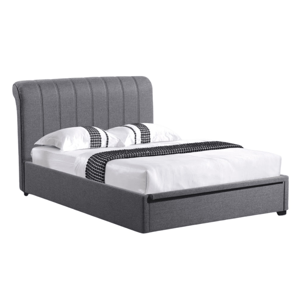 Buy Our Home Daniela Modern Fabric Gas Lift Bed Frame Queen Size - Dark Grey - MyDeal Australia