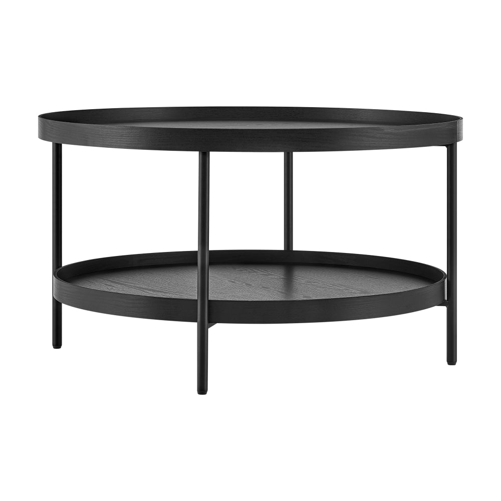 Buy Design Square Myla Round Wooden 2-Tier Coffee Table Metal Tube ...