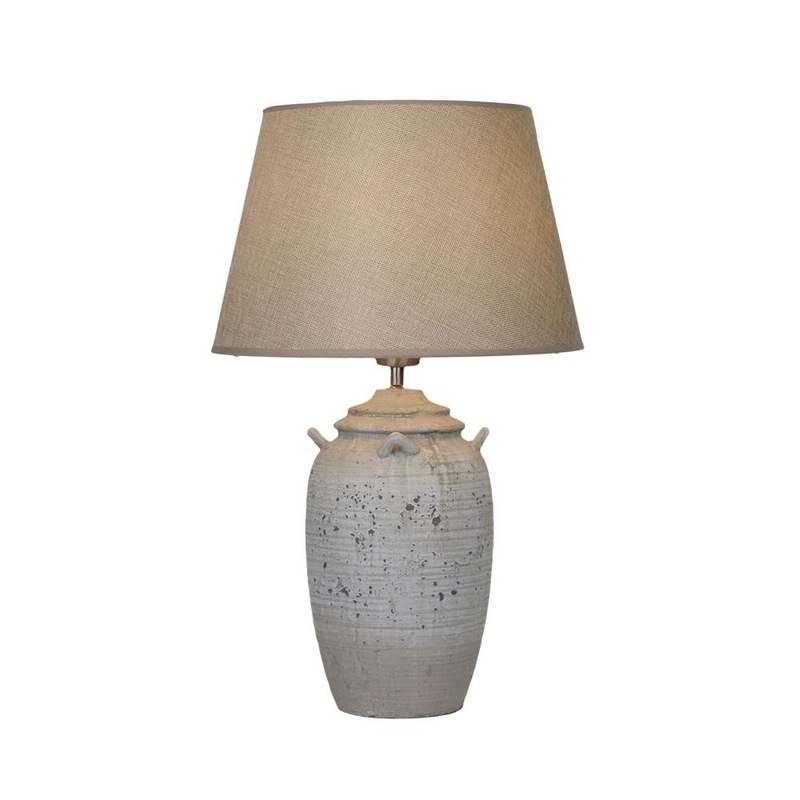 Buy Dylan Aged Grey Ceramic Base Table Desk Lamp - Brown Shade - MyDeal