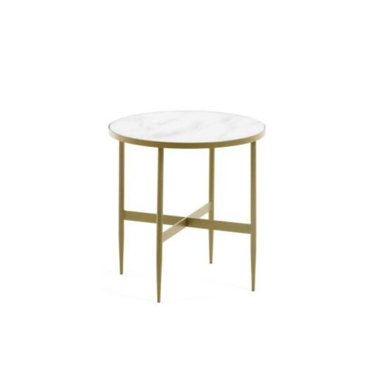 Buy Elizabeth Round Side Table - Gold Metal Legs - Tempered Glass Top ...