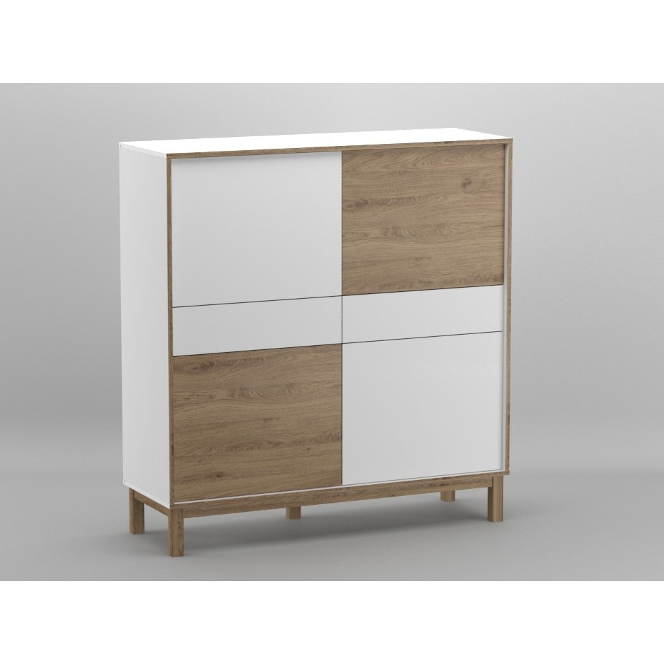 Buy Mabel Sideboard Buffet Unit W/ 4-Doors 2-Drawers - White/Oak ...