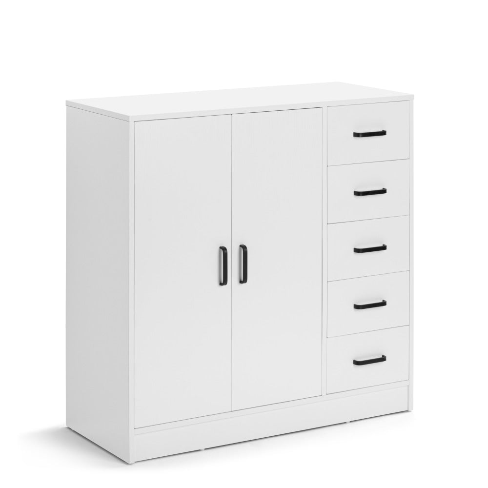 Buy Paisley Cupboard Storage Cabient W/ 2-Doors 5-Drawers - White ...