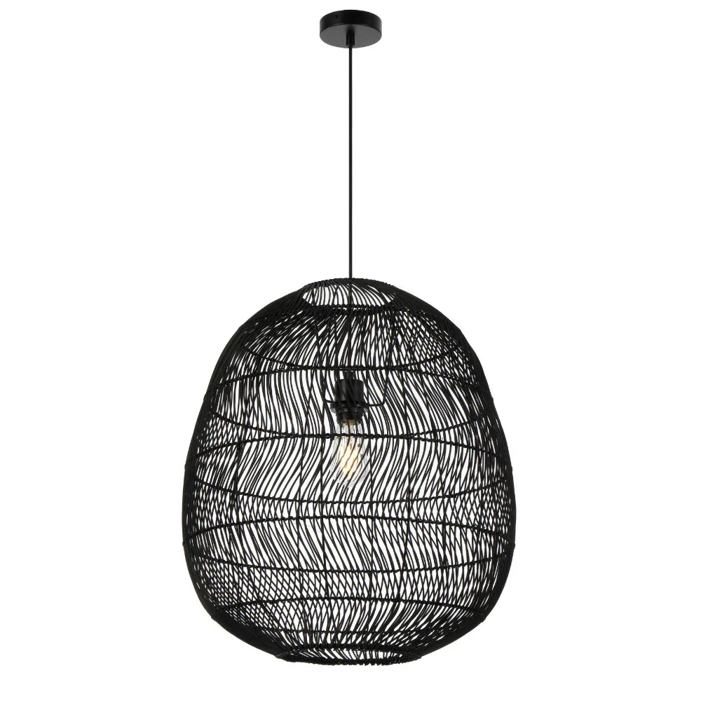 Buy Rana Modern Pendant Hanging Lamp Light Metal Rattan Black - MyDeal ...