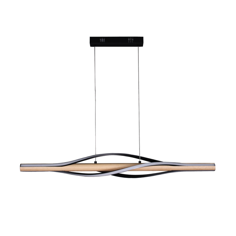 Buy Randy Sleek Curvy CCT LED Hanging Pendant Light Lamp Black/Wood ...