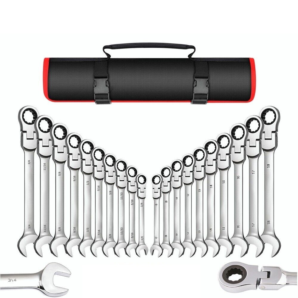Buy 20-Piece SAE and Metric Ratcheting Combination Wrench Set( Flex ...