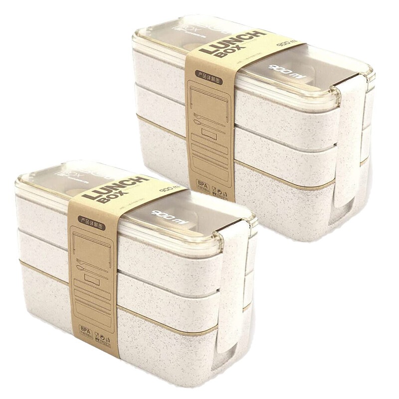 Buy Ozoffer 2x 3-Layer Bento Box Students Lunch Box Eco-Friendly ...