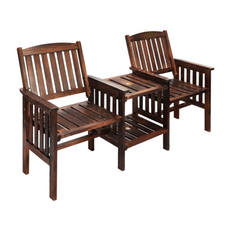 Buy Ozoffer Livsip Outdoor Wooden Chair Garden Bench 2 Seat & Table ...
