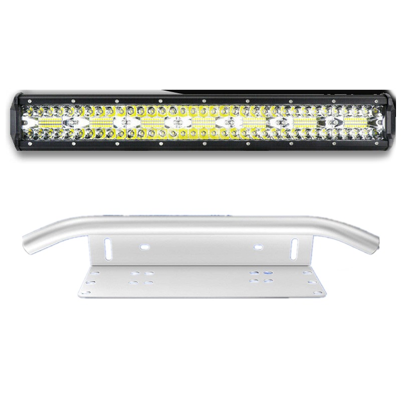 Buy Ozoffer Number Plate Bullbar Frame&20 inch CREE LED Light Bar Tri ...