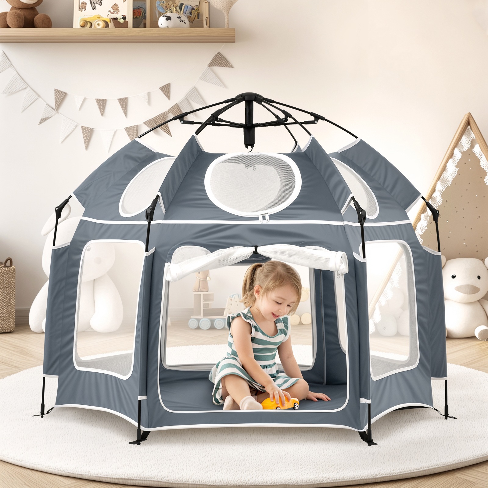 Buy Advwin 150cm Kids Pop Up Play Tent Baby Playyard Playpen Toddler ...