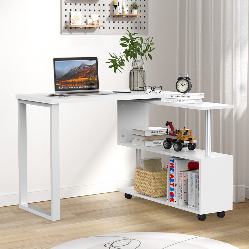 Buy Advwin Computer Office Desk with Rotating Open Storage Shelf Corner ...