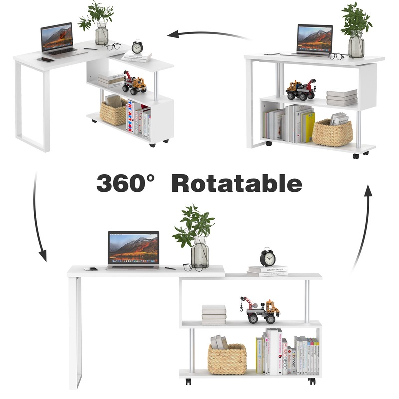 Buy Advwin Computer Office Desk with Rotating Open Storage Shelf Corner ...