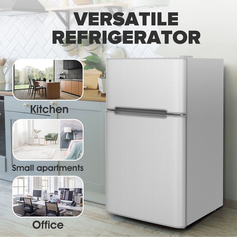 Buy Advwin 90L Bar Fridge, Mini Fridge Freezer Double Doors Independent ...