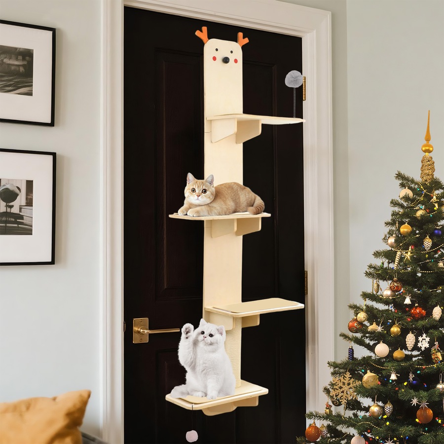 Buy Advwin Door Hanging Cat Shelf 4-Levels Cat Climber Door Mounted ...
