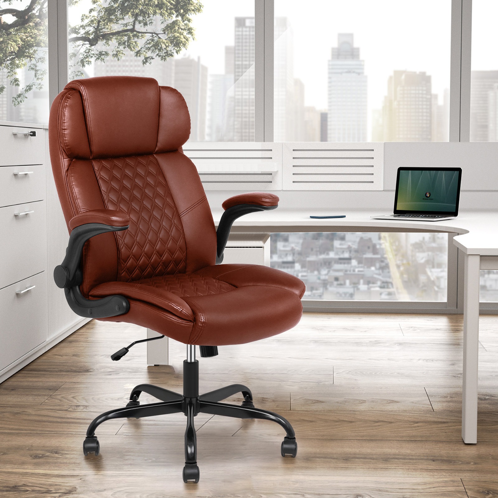Buy Advwin Executive Office Chair PU Leather High Back Padded Seat ...