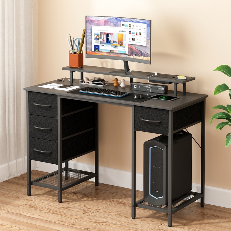 Buy 120cm Advwin Computer Desk w/ Power Outlets Monitor Stand Home ...