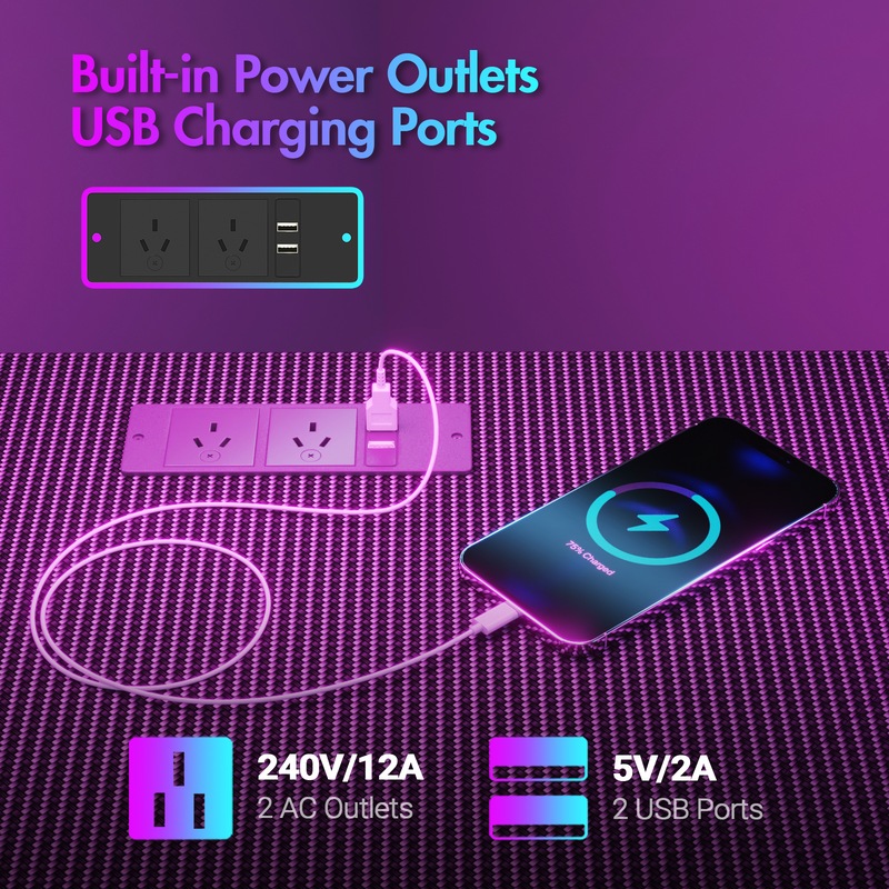 Buy Advwin L Shaped Gaming Desk RGB LED Computer Table Study ...