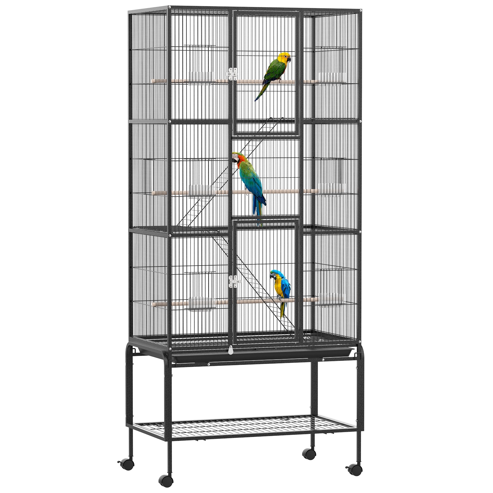 Buy Advwin Large Bird Cage 176CM 3 Perches Aviary Parrot Budgie Stand Alone Tray Wheels - MyDeal ...