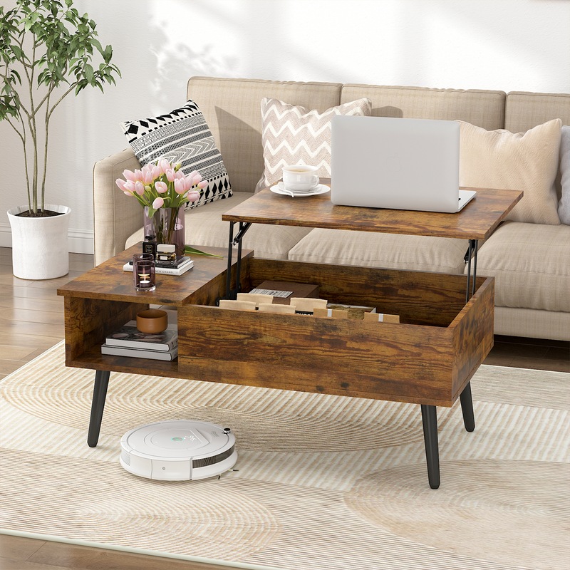 Buy Advwin Lift Up Top Coffee Table Hidden Storage Shelf Rectangle Wood ...