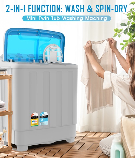 Buy Twin Tub Portable Washing Machine with Spin Cycle & Gravity Drain 4 ...