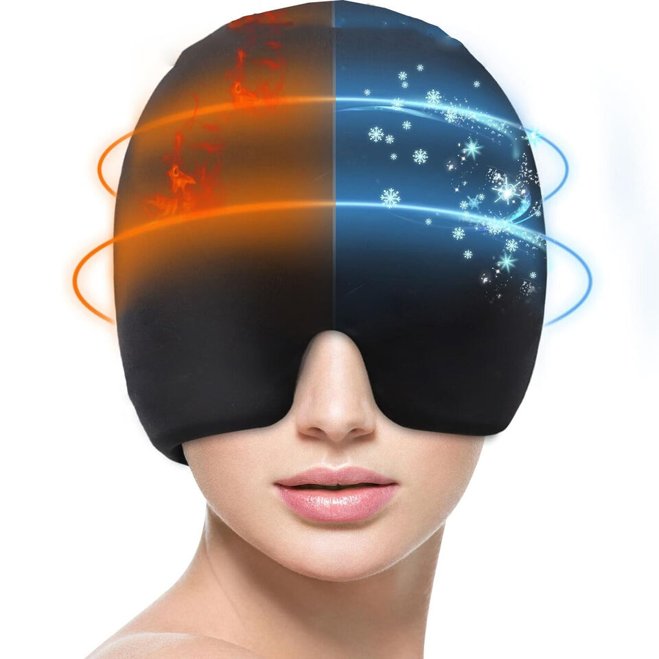 Buy Migraine Headache Relief Cap Ice Head Wrap Mask Hot Cold Compress ...