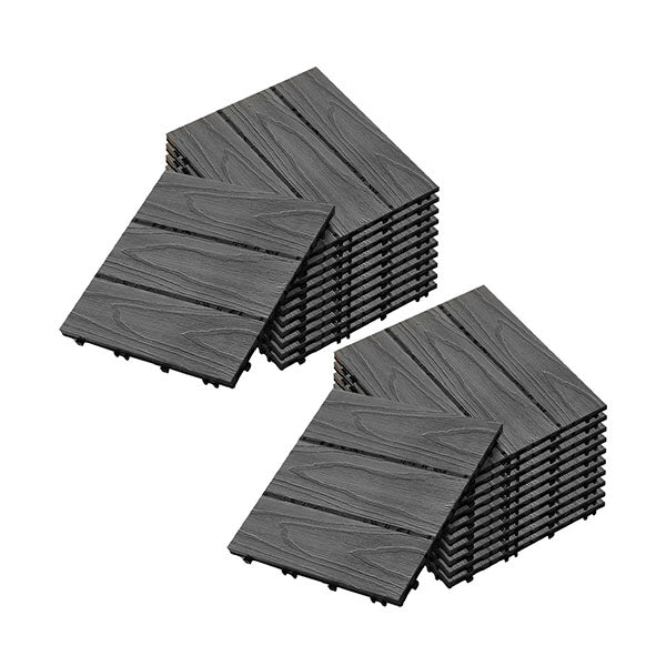 Buy 2X 11 pcs Dark Grey DIY Wooden Composite Decking Tiles Garden ...