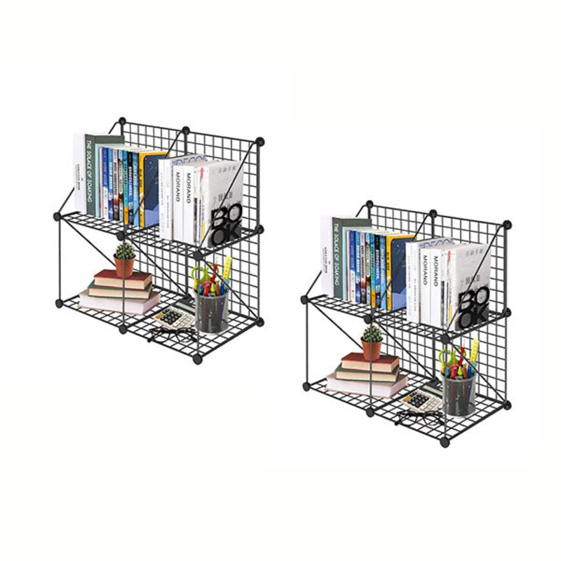 Buy 2X Black Portable 4-Cube 2 Column Storage Organiser Foldable DIY ...