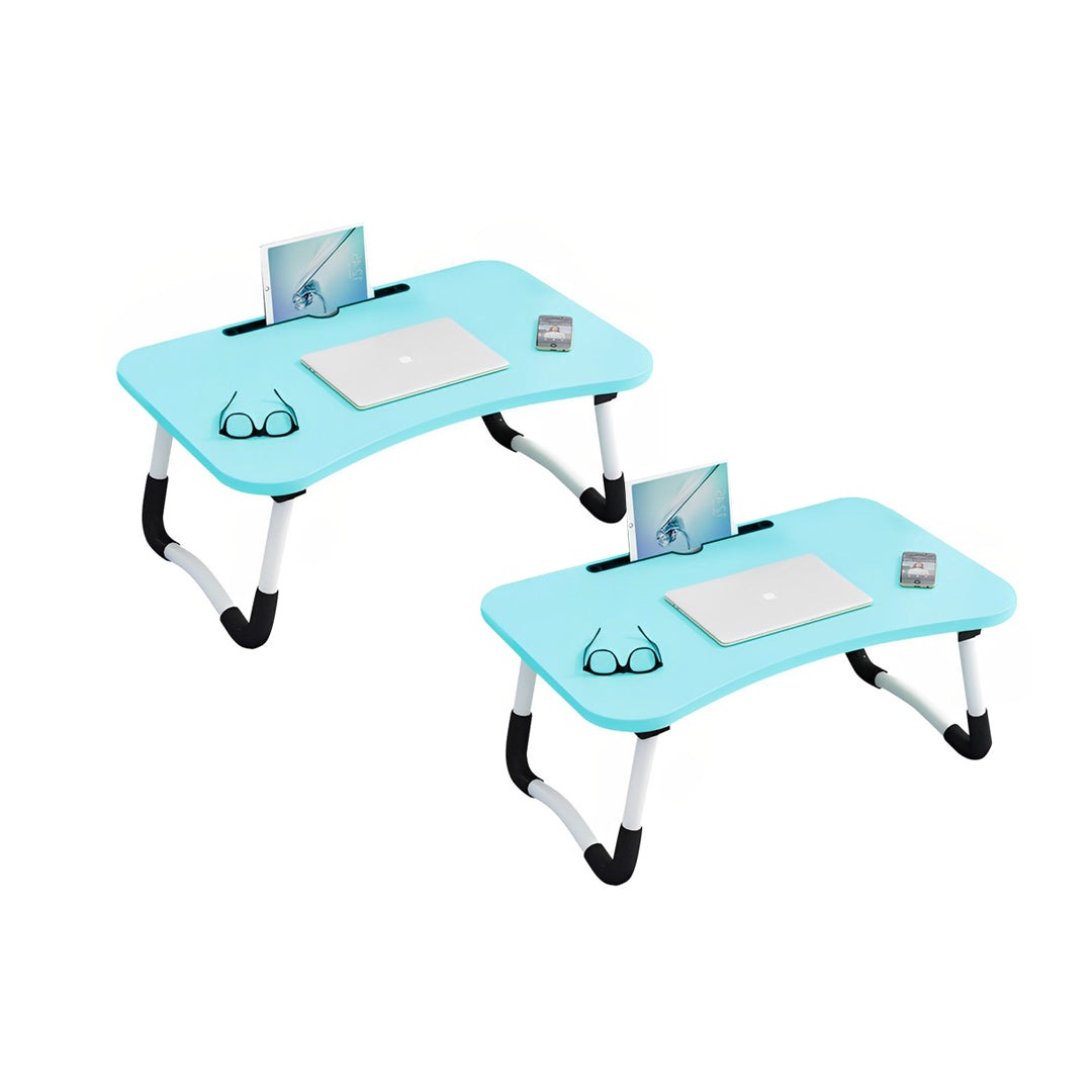 Buy 2X Blue Portable Bed Table Adjustable Foldable Bed Sofa Study Table ...