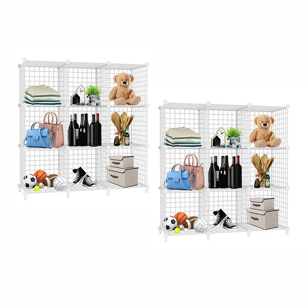 Buy 2X White Portable 9-Cube 3 Column Storage Organiser Foldable DIY ...
