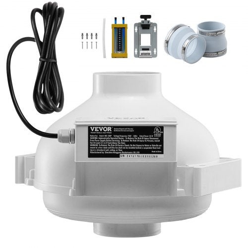 Buy 4" to 4.5" Radon Mitigation Fan System Kit Quiet 190 CFM Inline ...