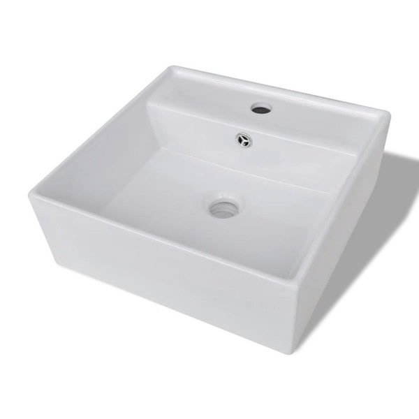 Buy Ceramic Basin Square With Overflow And Faucet Hole 41 x 41 Cm ...