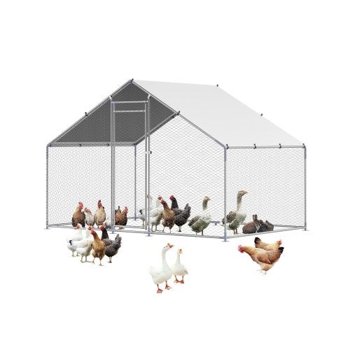 Buy Metal Chicken Coop 9.8x6.5x6.5ft Walk-in Chicken Run with Cover ...