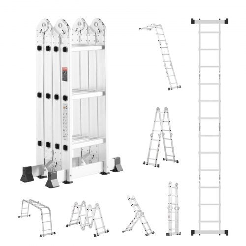 Buy Multi-Purpose Folding Ladder 7-in-1 3 Step 12ft Reach Height for ...