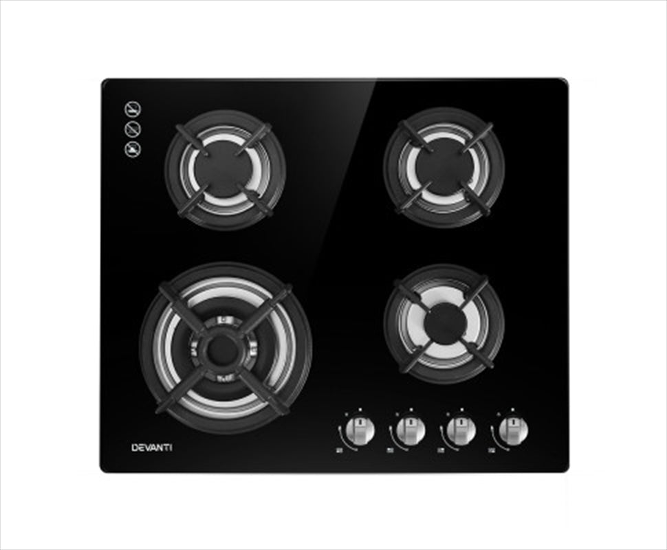 Buy Gas-Cooktop-60cm-4-Burner-Ceramic-Glass - MyDeal Australia