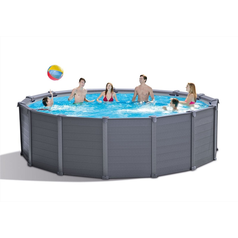 Buy Intex 4.78m X 1.24m Round Above Ground Swimming Panel Pool Graphite ...