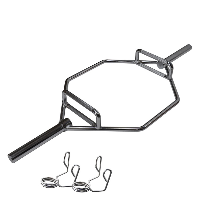 150cm – 24kg Chrome Olympic Shrug Deadlift Barbell Bar – 2 Free Spring ...