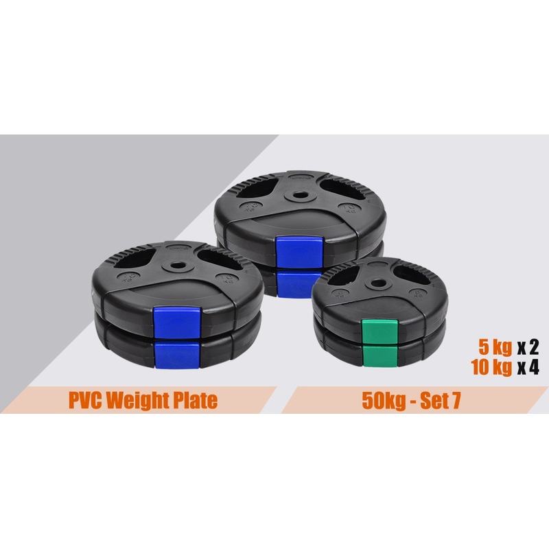 Buy 50kg Weight Plate Set - Dual Grip Ez Handle PVC Coated Home Gym ...