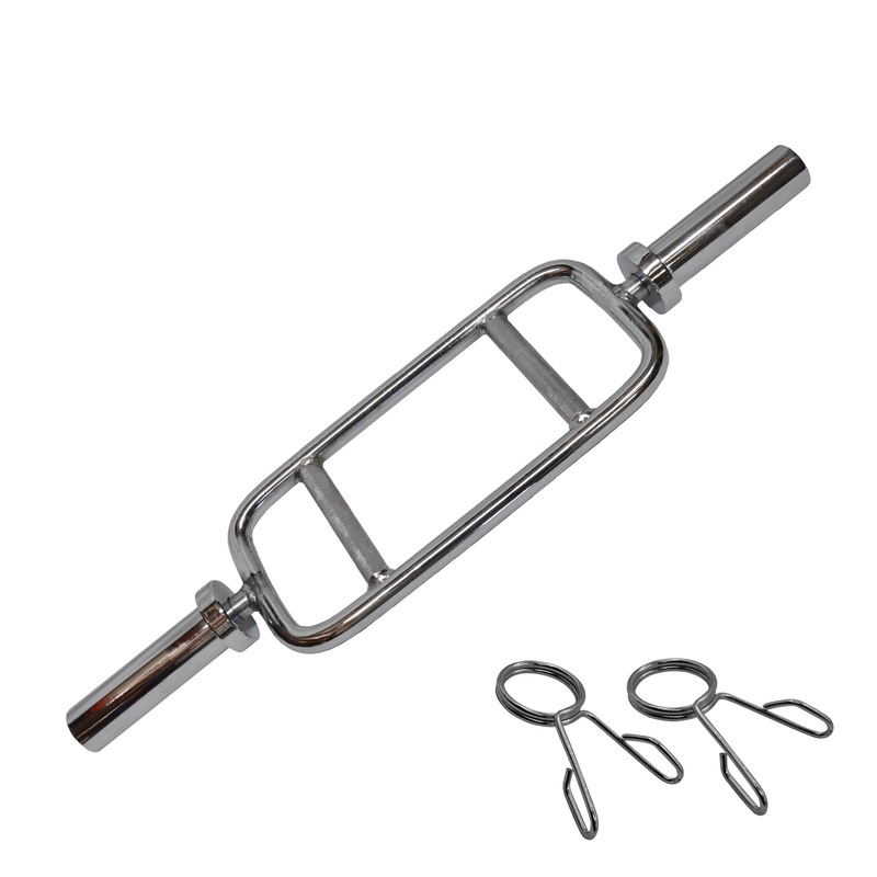 Buy 88cm Chrome Olympic Barbell Tricep Bar - 2 Free Spring Collar - for ...