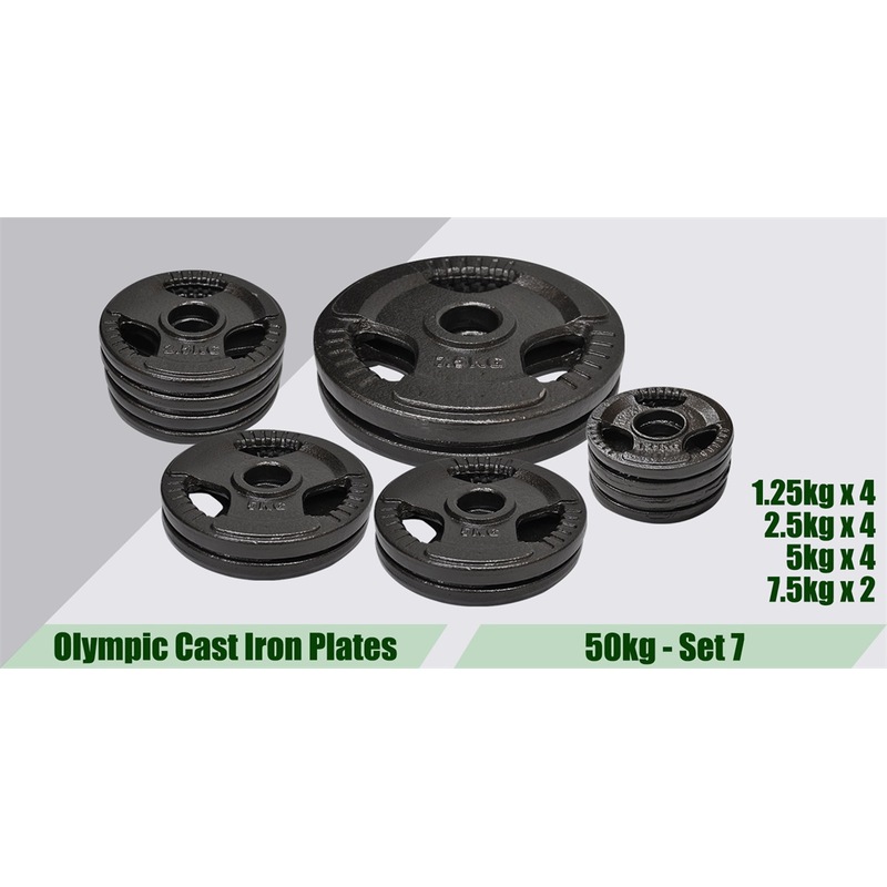Buy Total 50kg Set7 Olympic Cast Iron Weight Plate Set - Energetics ...