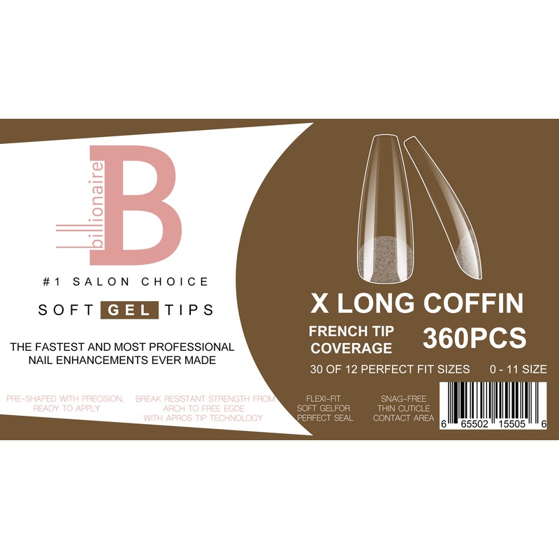 Buy Billionaire Soft Gel Tips Box Nail False Fake Extra Long Coffin ...